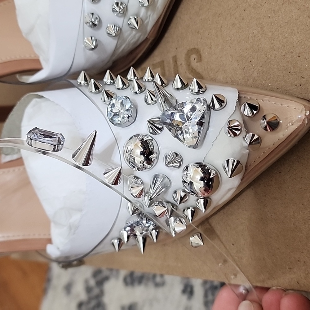 Steve Madden Clear Spike And Jeweled Heels - Gem